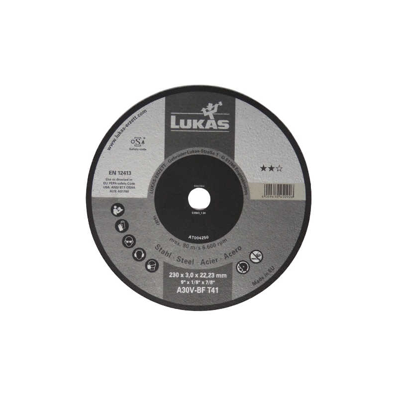 CUTTING DISC T41 (FLAT) A30V STEEL INDUSTRY GRADE 230X3MM LUKAS